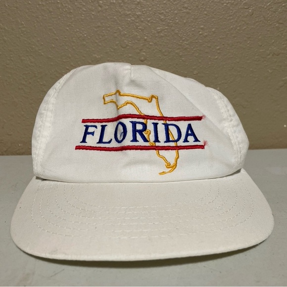 Accessories | Vintage Florida Embroidered State Outline White Snapback ...